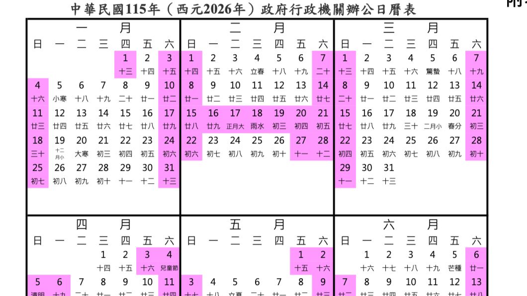 2026(115年)行事曆／明年過年幾號？寒暑假放幾天？請4天休16天「連假請假攻略」 - 今周刊